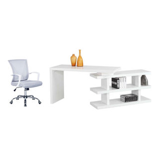 Home Square 2-Piece Set with Home Office Desk & Mesh Computer Chair ...