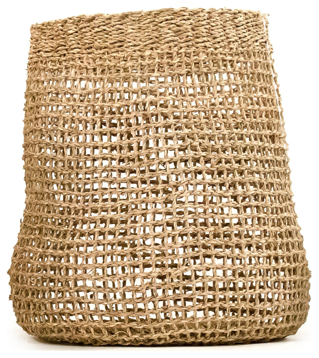 Concave Netted Woven Basket, Medium - Beach Style - Baskets - by ...