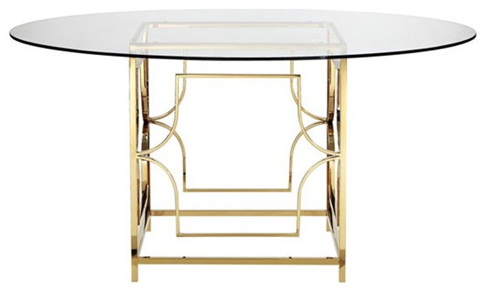 American Home Classic Edward Round Metal Dining Table in High Polish ...