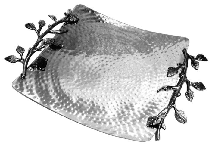 Sparkle Silver Leaf Square Tray - Contemporary - Serving Trays - by ...