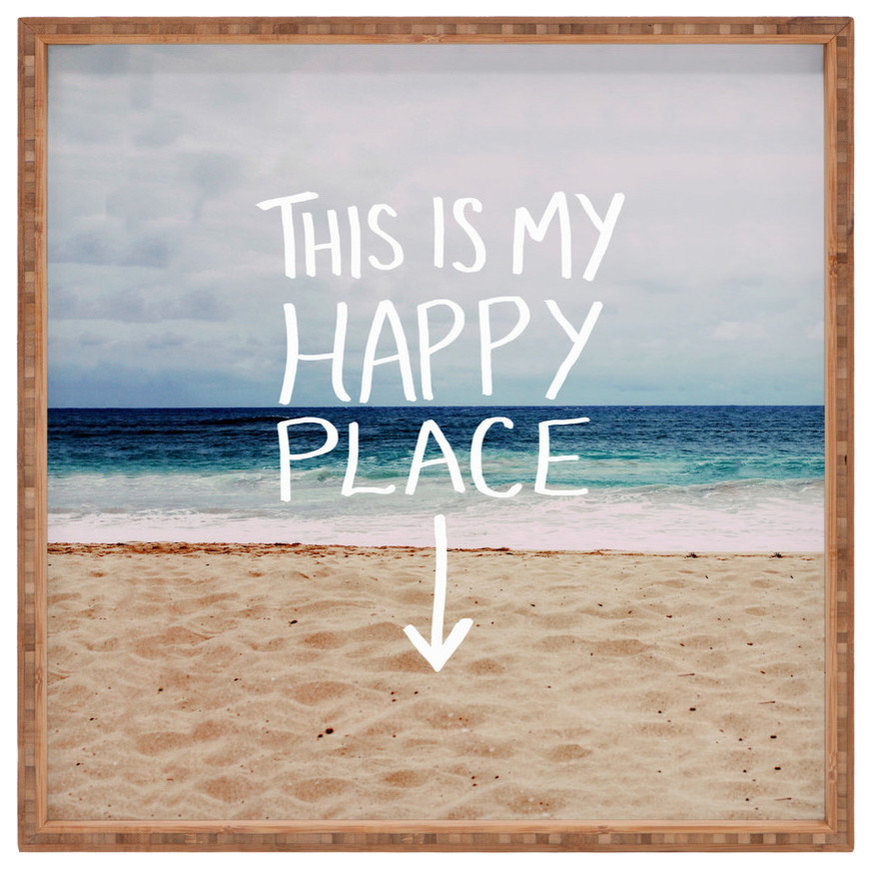 Leah Flores Happy Place X Beach Square Tray, Medium - Beach Style ...