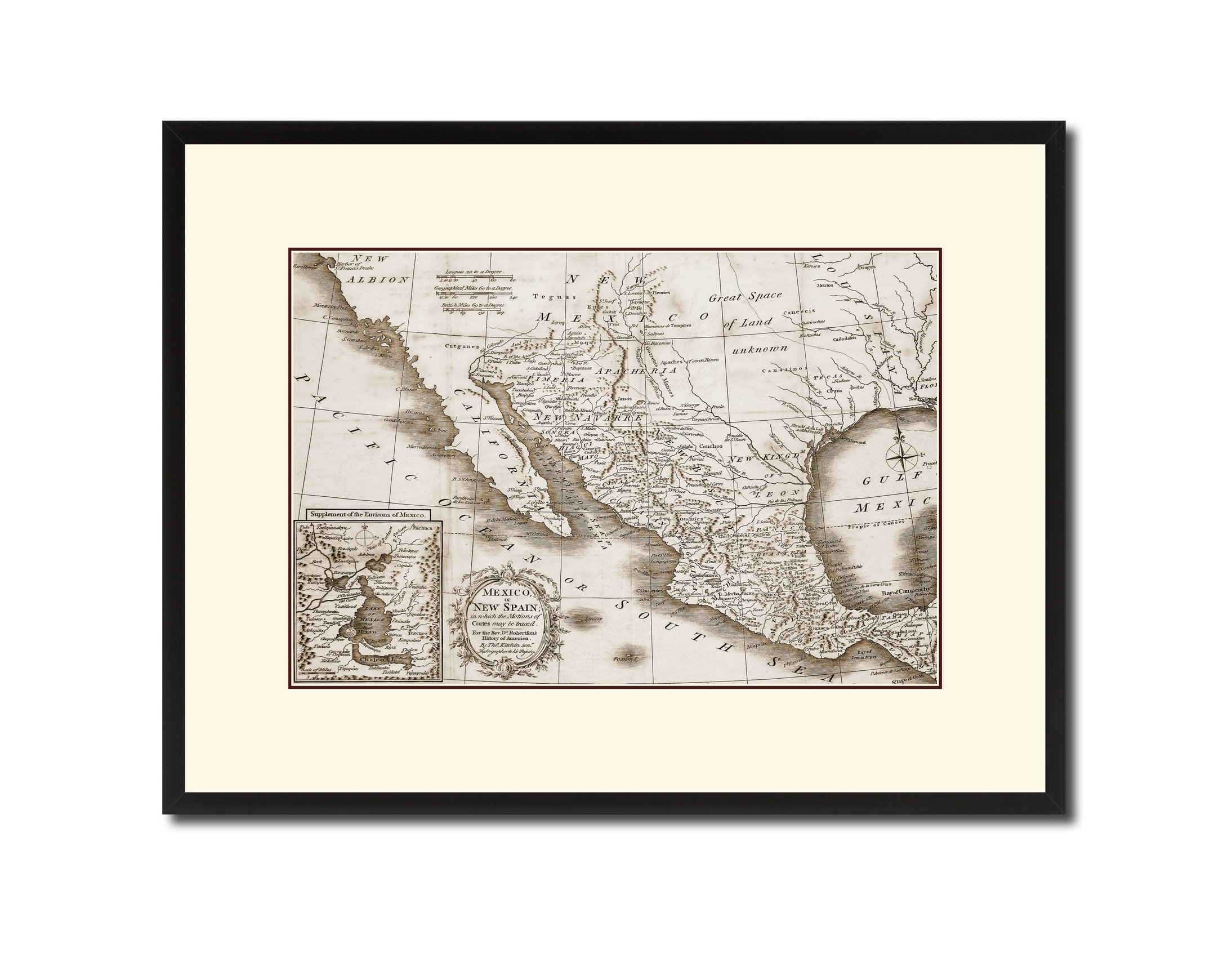 Mexico Vintage Sepia Map Canvas Print, 16"x21" - Contemporary - Prints ...