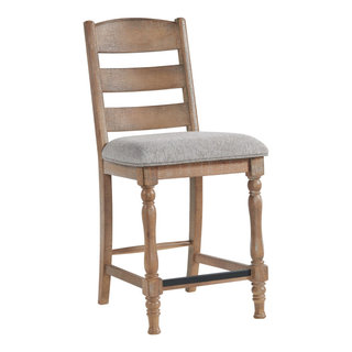 Highland Ladder Back Bar Stool With Cushion Seat, Sandwash, Set of 2 ...