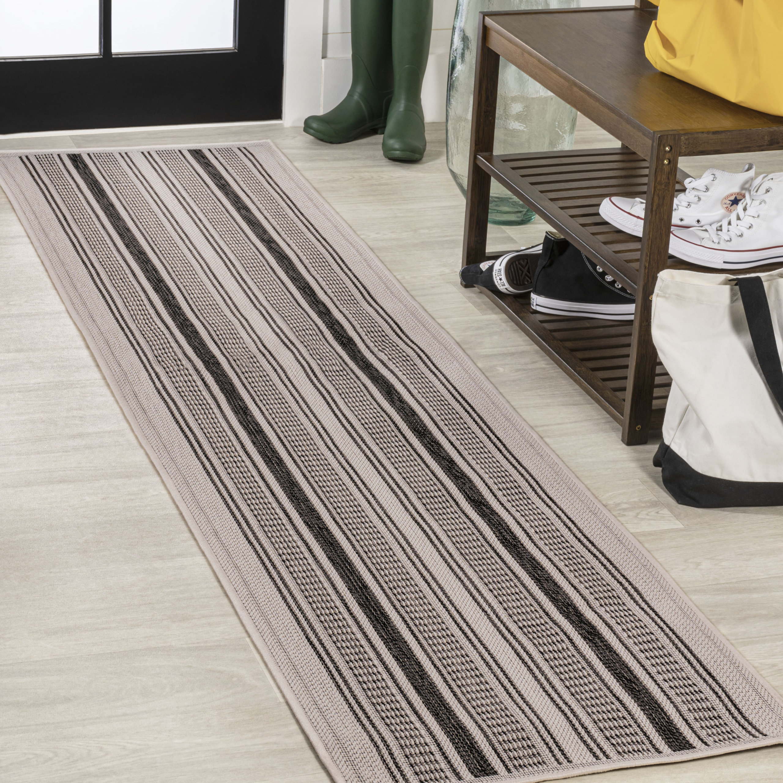 Haynes Modern Double Stripe Indoor/Outdoor Area Rug, 2x8 - Contemporary ...