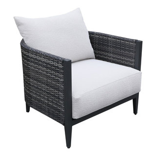 Wicker Club Chair with Cushion, Set of 2 - Tropical - Outdoor Lounge ...