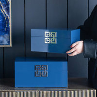 A&B Home Modern Blue Decorative Boxes With Silver Accent Set Of 2 ...