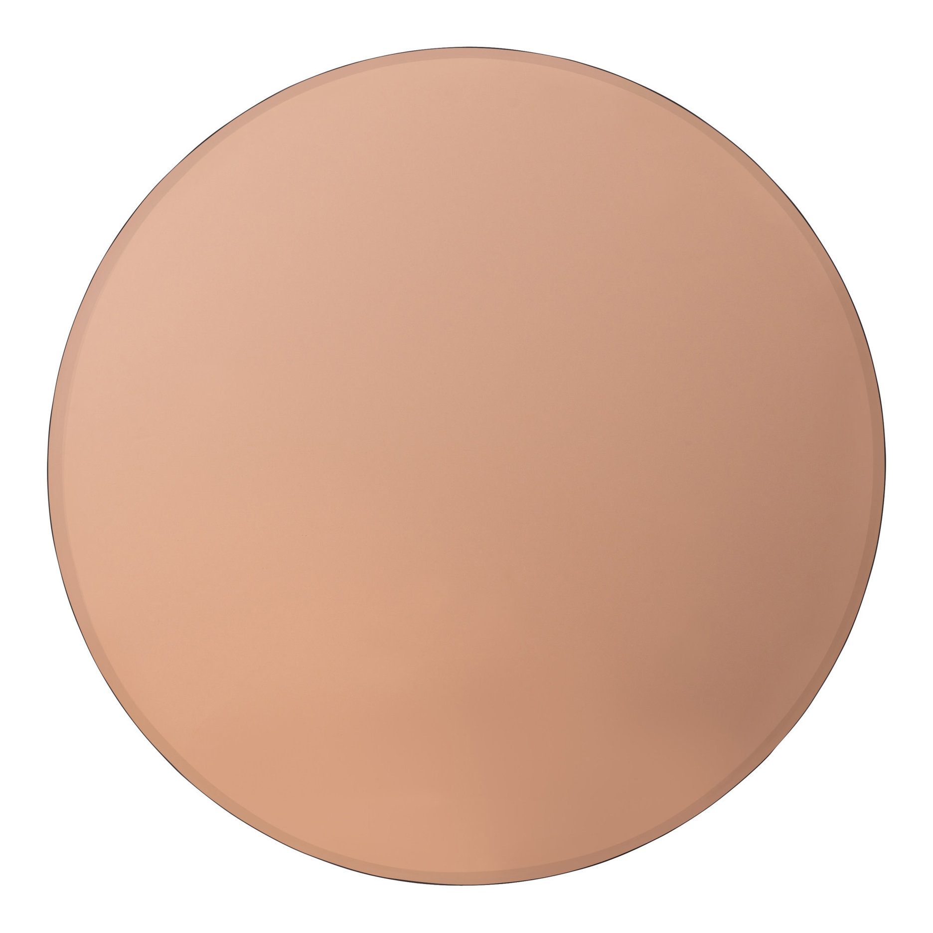 Azalea Rose Gold Tinted Frameless Round Wall Mirror, Rose Gold 26 ...