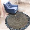 Denim and Natural Jute Round Swirl Fringed Rug - Contemporary - Area ...