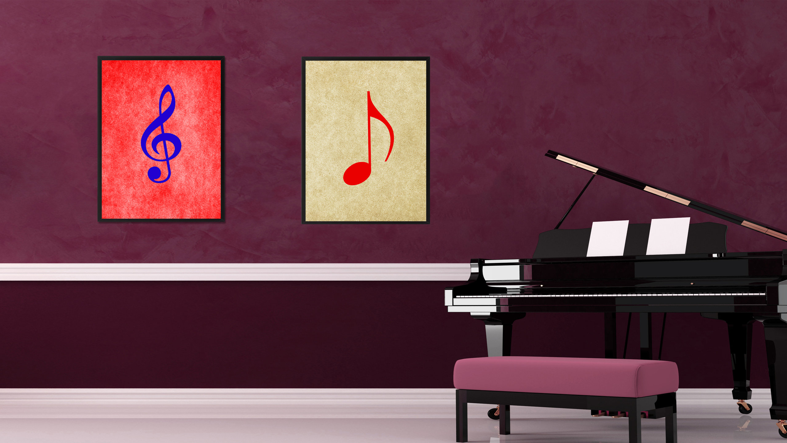 Quaver Brown Print on Canvas with Picture Frame, 13"x17" - Contemporary ...