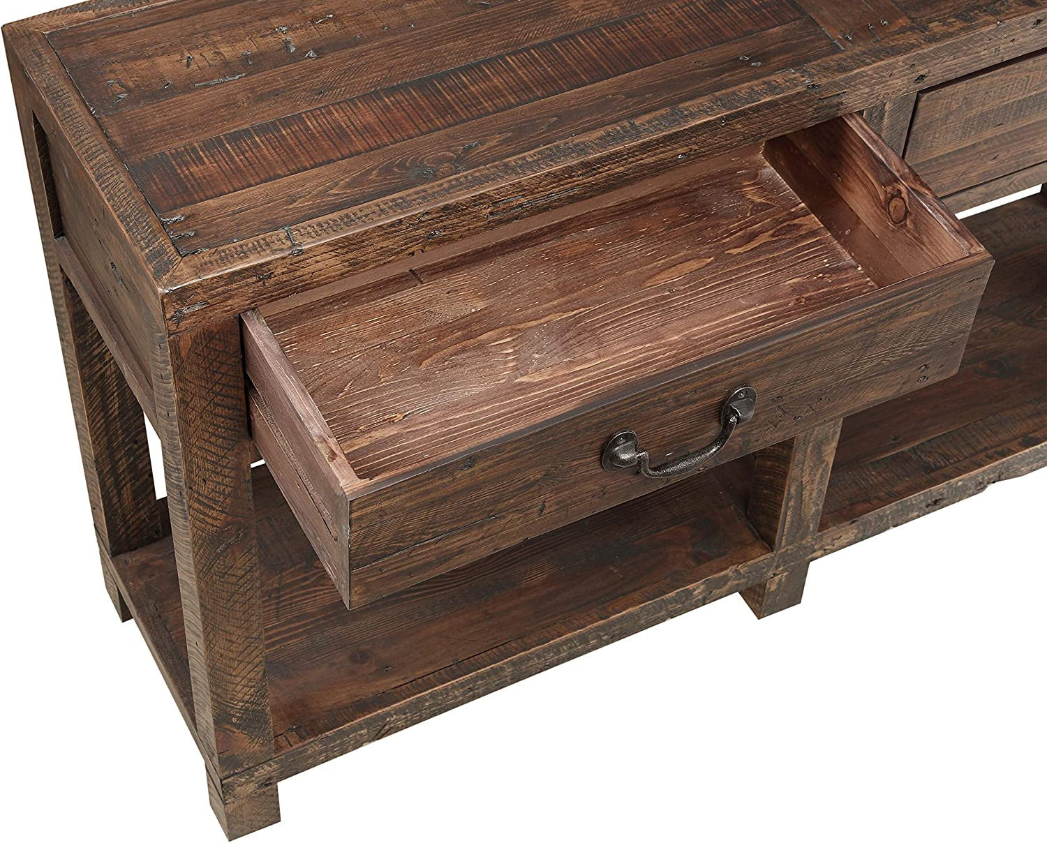 Benzara BM187678 Console Table With 2 Drawers & One Open Shelf, Taupe ...