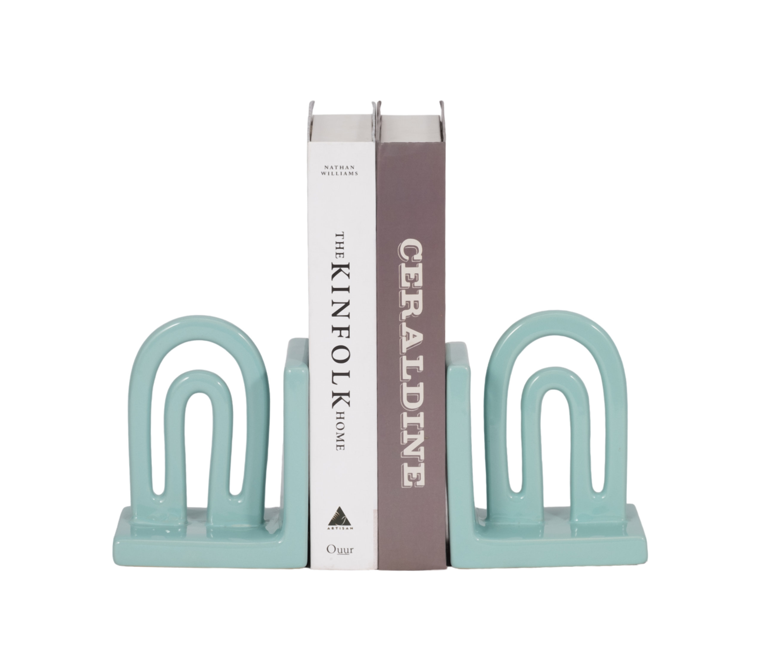 Ceramic 2-Piece Set 6" Arch Bookends, Mint, 5x3x6" - Contemporary ...