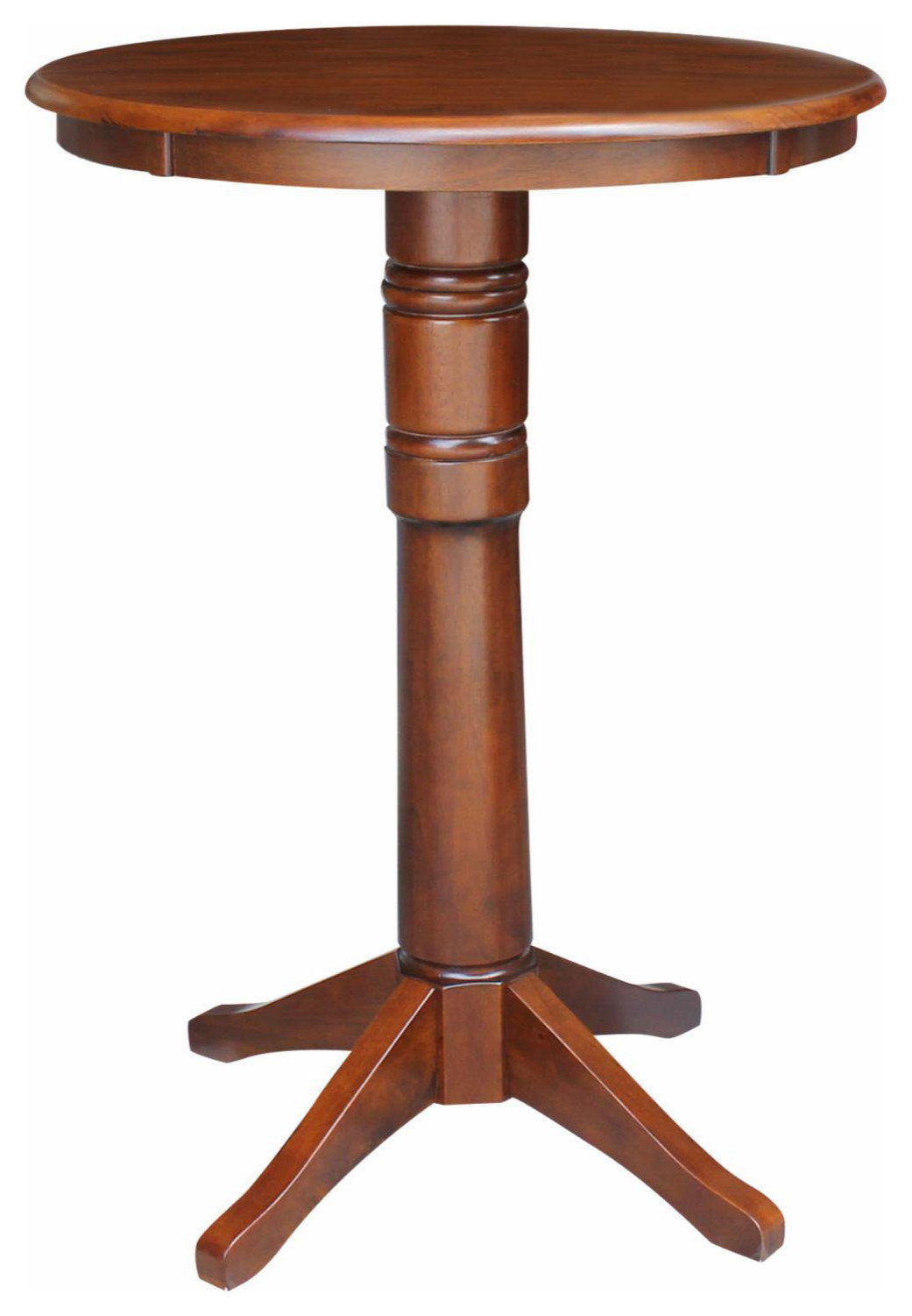 Traditional Tall Dining Table, Pedestal Base With Round Wood Top ...
