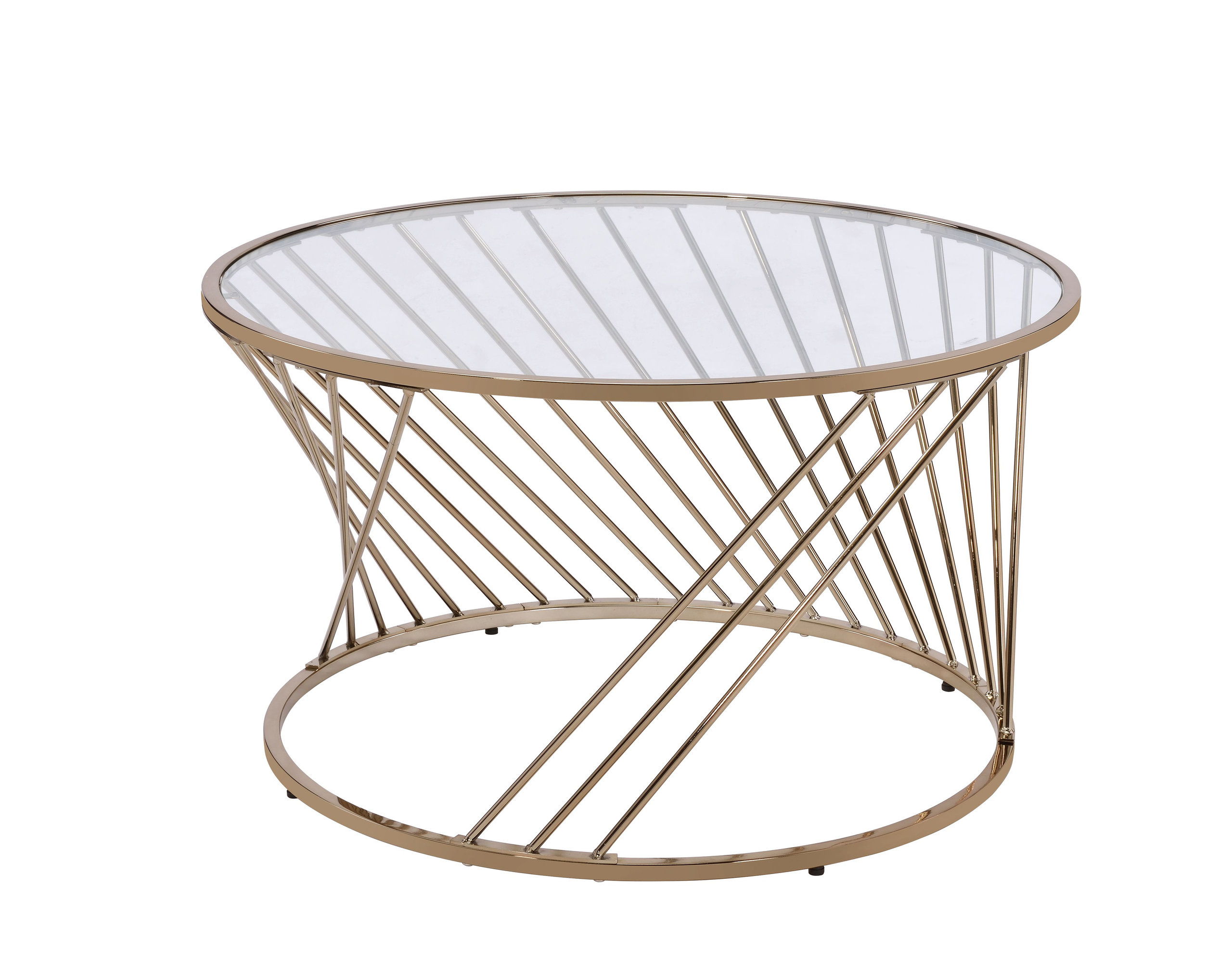 Benzara BM209585 Coffee Table with Twisted Metal Base & Round Glass Top ...