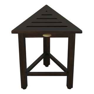 Hotel Dark Teak 18" Triangle Corner Shower Bench or Shelf - Shower ...
