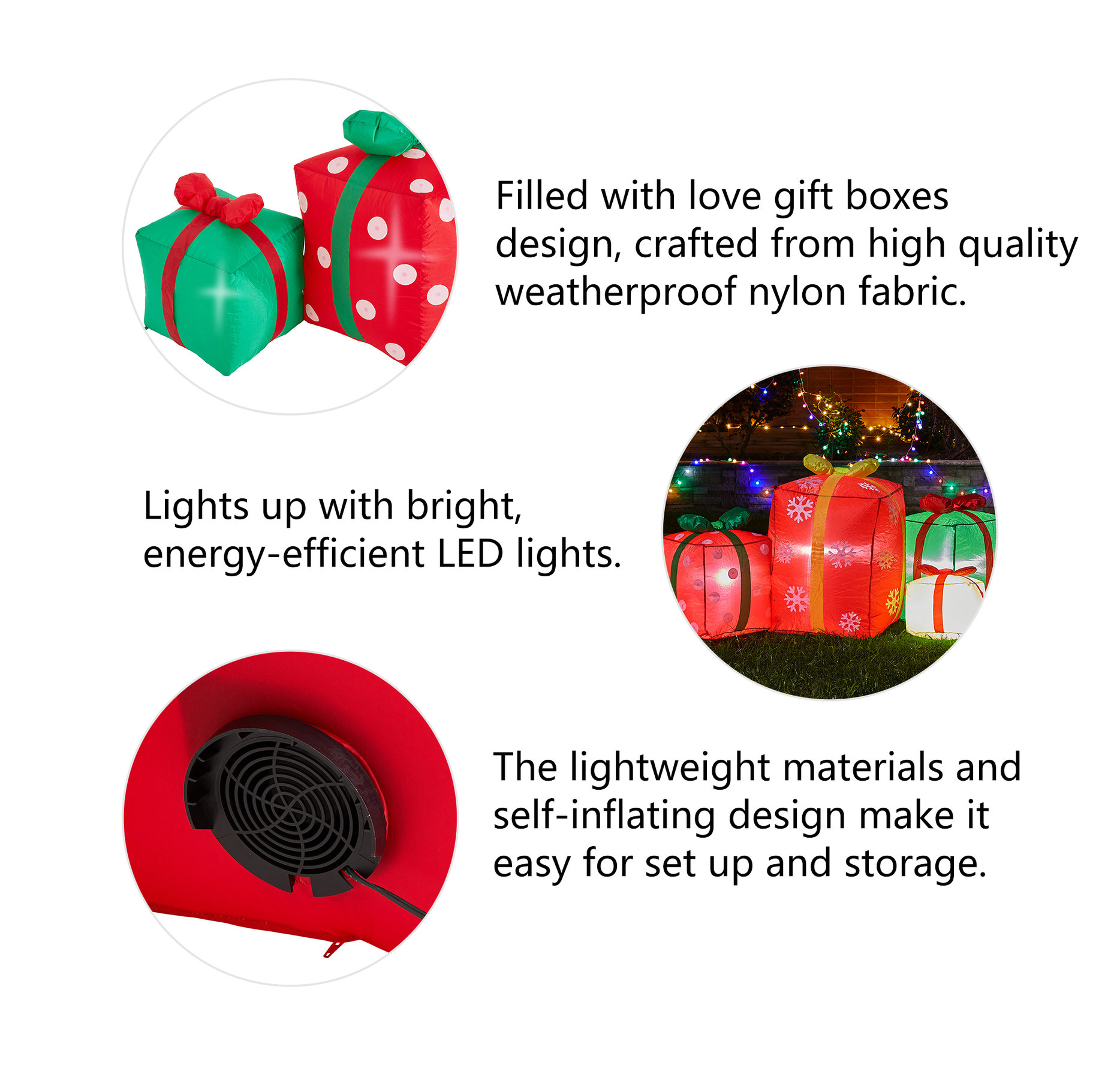 8FT Lighted Inflatable Gift Boxes Decor - Traditional - Outdoor Holiday ...