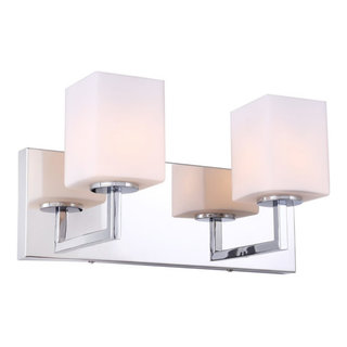 Woodbridge Lighting Candice 2Lt Glass Bath Light in Chrome/Opal Square ...