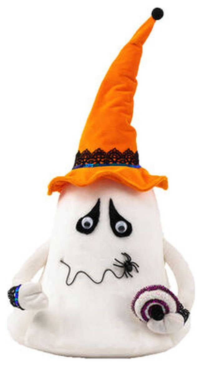 December Diamonds Halloween Carnival 15" Ghost With Orng Hat ...