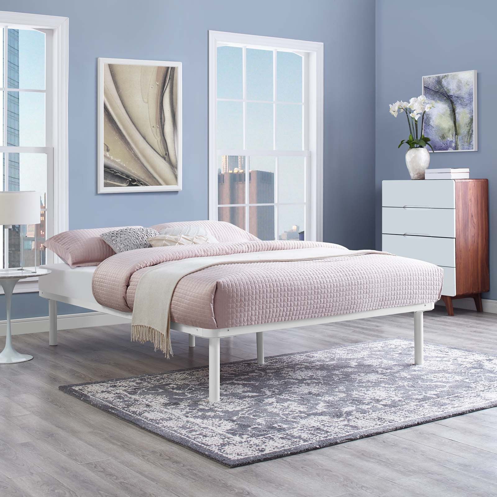 Rowan Queen Platform Bed Frame, 80"L x 60"W x 13.5"H - Contemporary ...