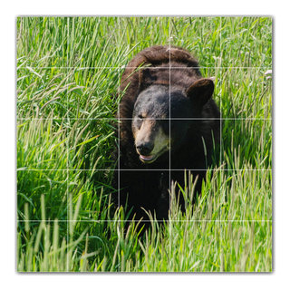 Bear Ceramic Tile Wall Mural HZ500114, 60" Wide x 60" High - Rustic ...