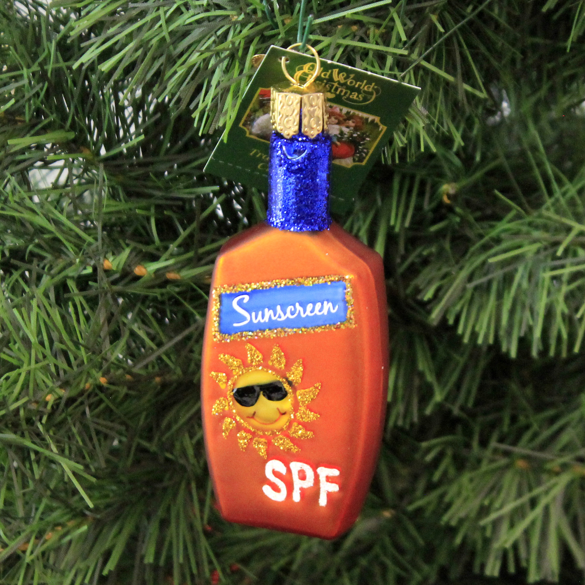 Old World Christmas Sunscreen Spf Fun Sun Beach, 4 In H X 0.5 In W X 1. ...