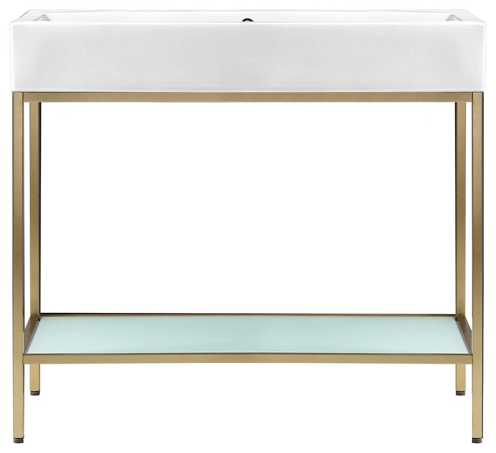 Pierre 40 Single, Freestanding, Open Shelf, Gold Metal Frame Bathroom ...