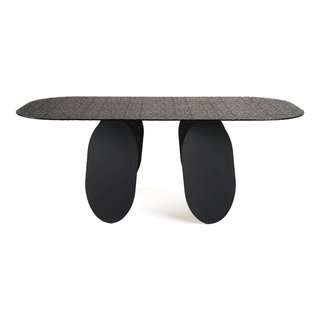 Modrest Maxine, Modern Hammered Gray Glass Rectangular Dining Table ...