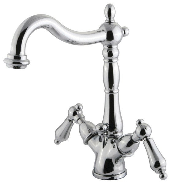 Two Handle Mono Deck Faucet with Brass Pop-up & Optional Deck Plate ...