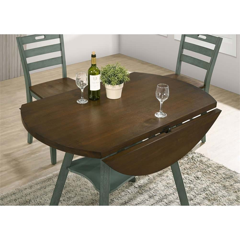 Bowery Hill Farmhouse Wood Drop-Leaf Counter Height Table in Green ...