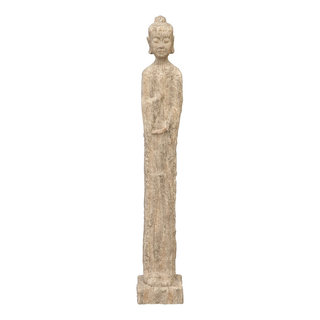 Eclectic Beige Polystone Sculpture 44669, 5" x 4" x 32" - Asian ...