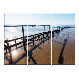 "Wooden Boardwalk On Beach" Sea Bridge Canvas Wall Artwork, 36"x28" 3 ...