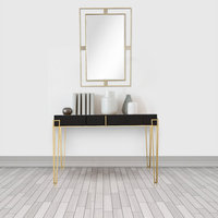 Modern Black and Gold Console Table and Mirror Set - Contemporary ...