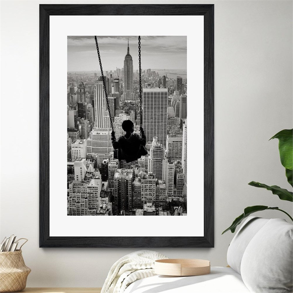 Giant Art 24x36 Playground swings by GEN Z Matted and Framed in Multi ...