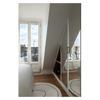 Symbiose de deux chambres sous les toits, 41m2 à Paris. - Contemporary ...