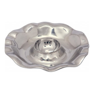 Shiny Silver Wavy Chip and Dip Serving Bowl - Contemporary - Chip And ...