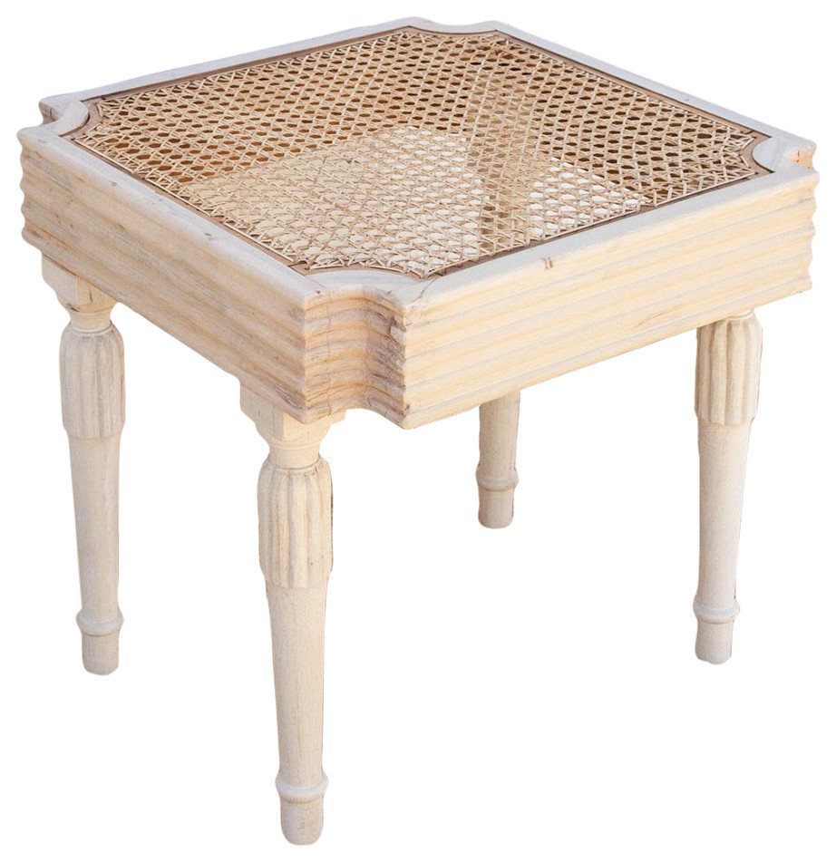 British Colonial Cane Side Table - French Country - Side Tables And End ...