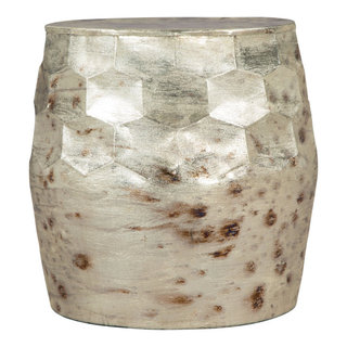 Sofa Side Table, Round, Metal Iron, Antique Beige, Rustic Industrial ...