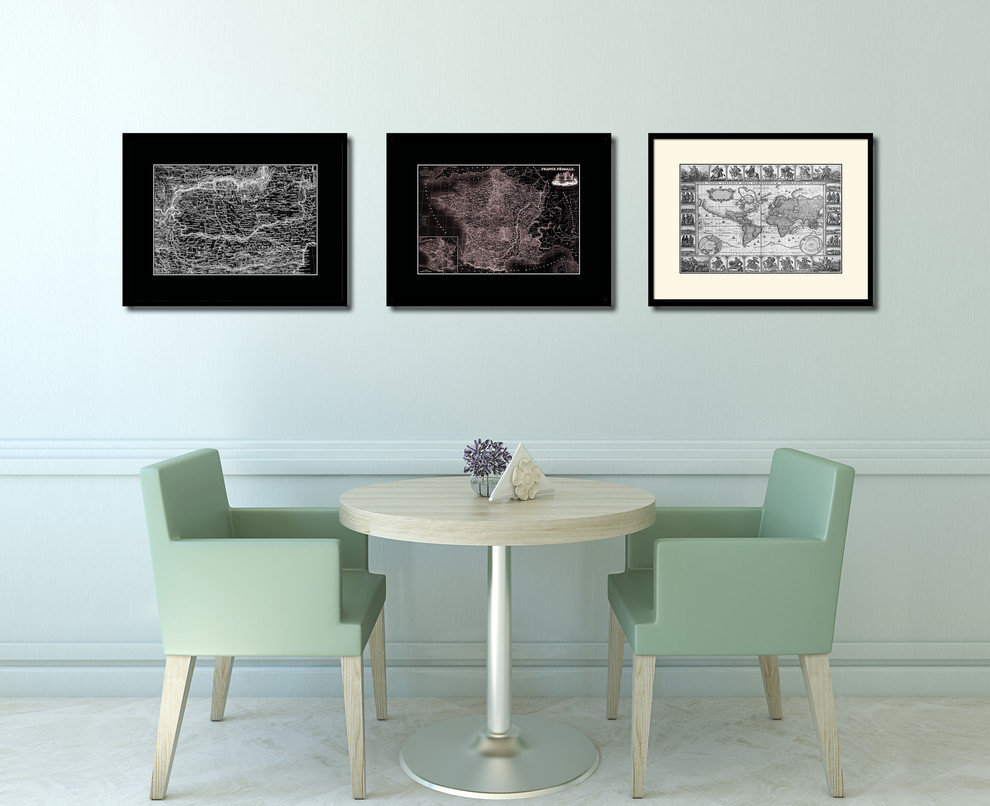 Transylvania Hungary Old Monochrome Map Print On Canvas With Frame, 16 ...