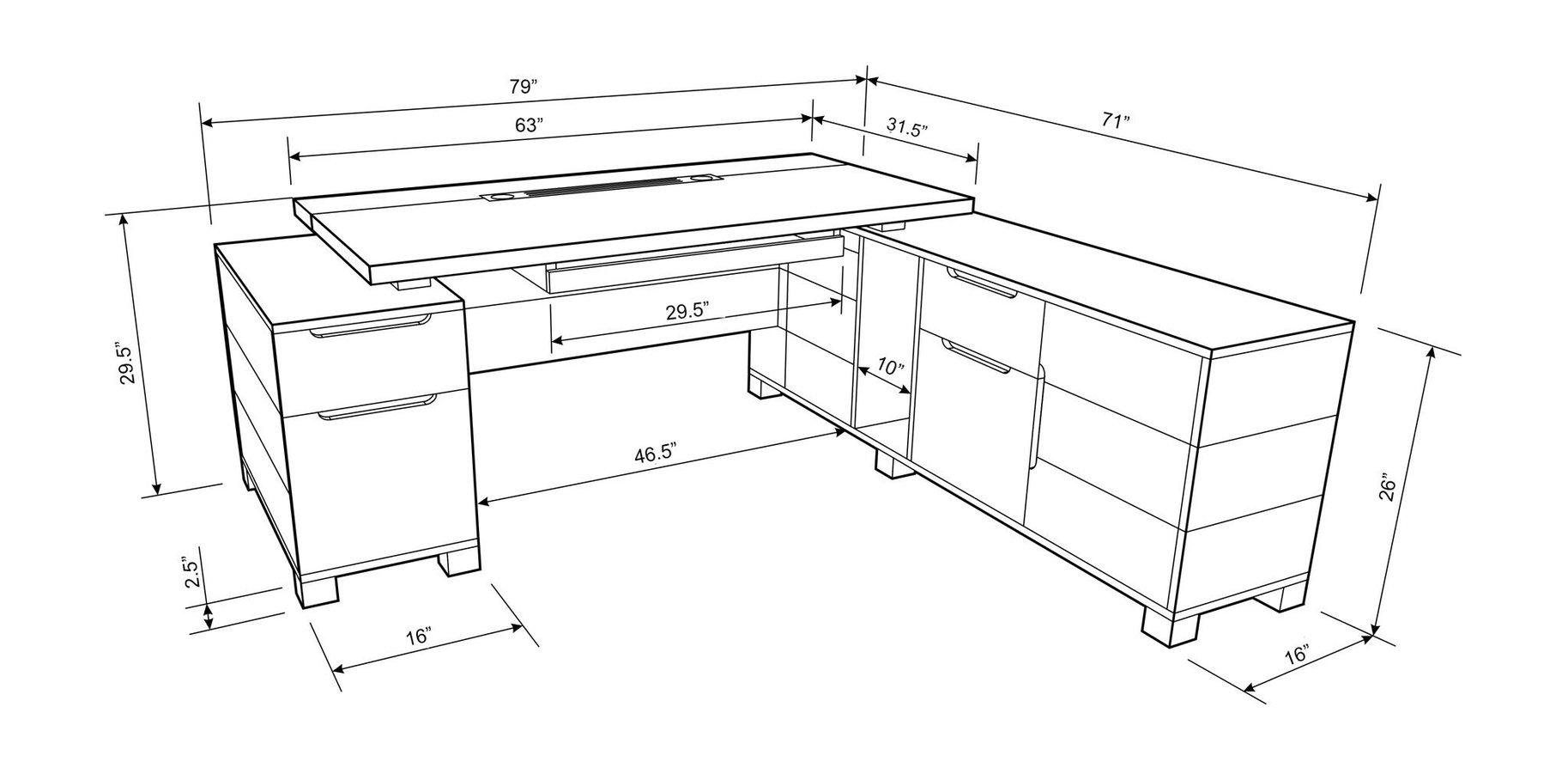 Ford Executive Modern Desk With Filing Cabinets and Return ...
