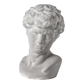 Cement Roman Head Statue Concrete Gray Finish - Farmhouse - Decorative ...