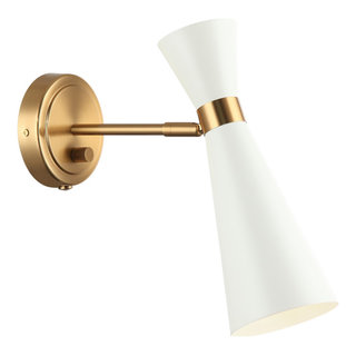Matteo Lighting S09611AGWH Wall Sconce Light, White Finish - Midcentury ...