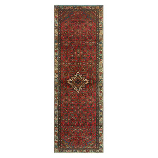 Fine Vintage Distressed Kaitlyn Rust/Ivory Runner, 3'2x10'1, 3'2x10'1 ...