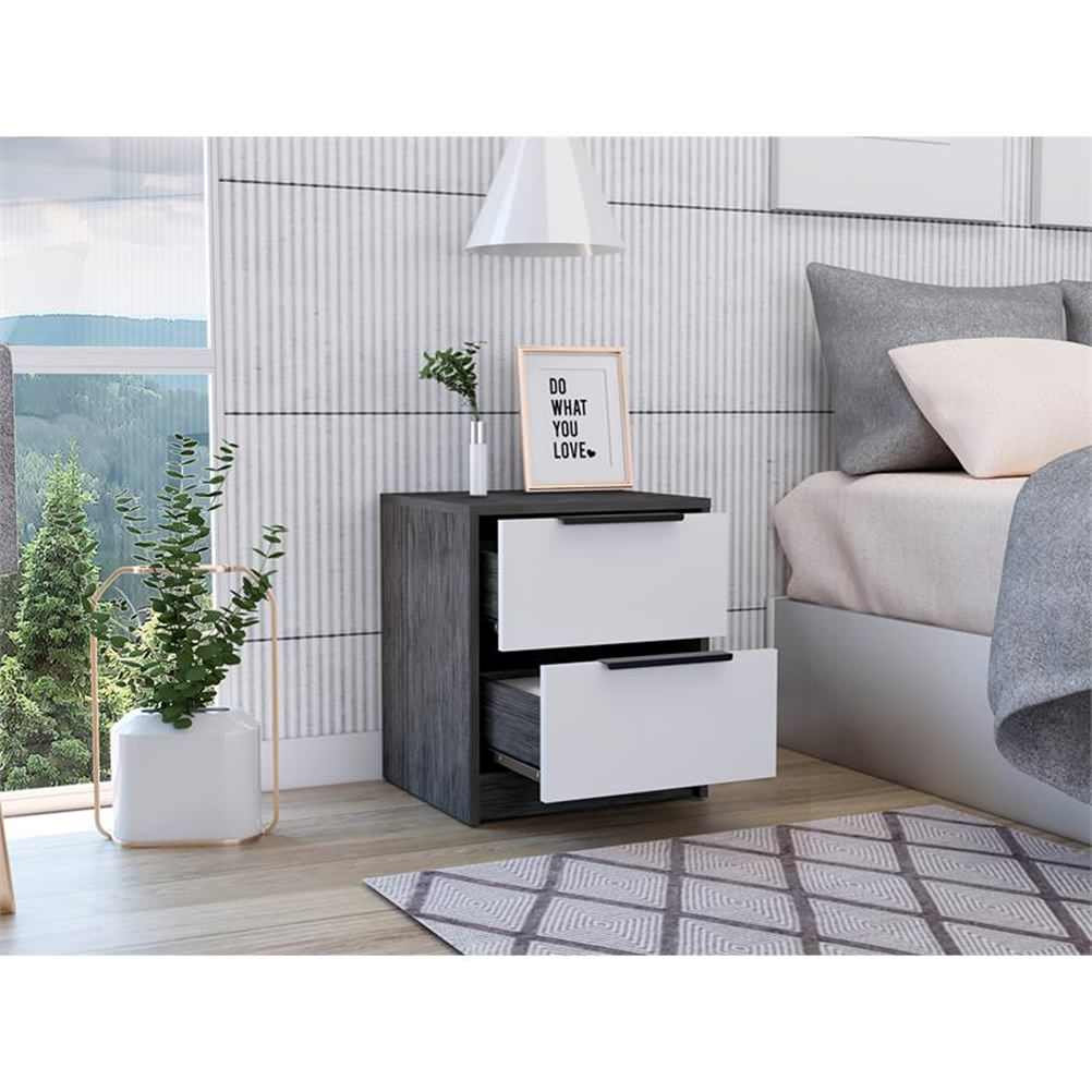Home Square 2-Piece Set with Nightstand in Gray and Night Stand in Ash ...