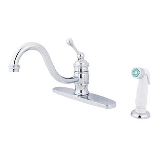 Vintage Single Handle 8" Kitchen Faucet with Non-Metallic Sprayer ...