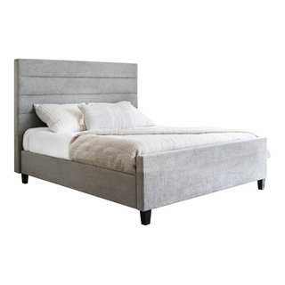 Athena Upholstered Bed, Gray - Transitional - Platform Beds - by ...