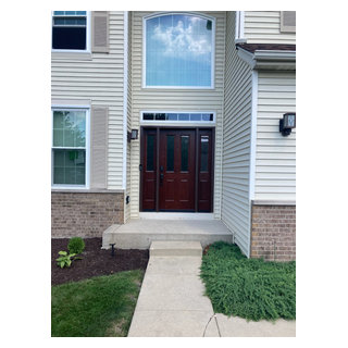 Woodgrain Steel Entry W/ Sidelites & Smart Lock / AFTER - Entry ...