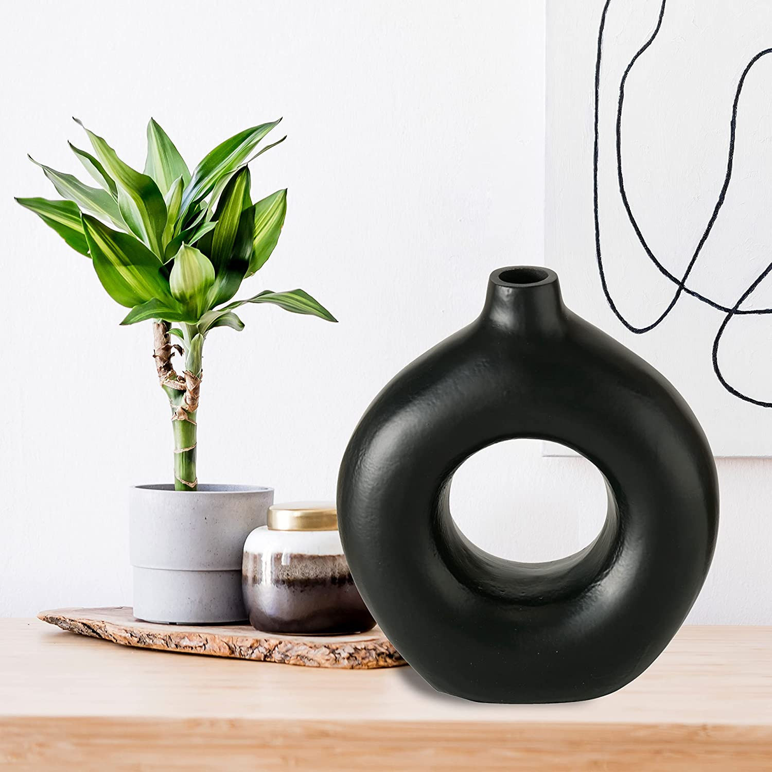 Iconic Ring Vase, 9 Inches, 9 L x 3 W x 7 1/2 H inches - Transitional ...