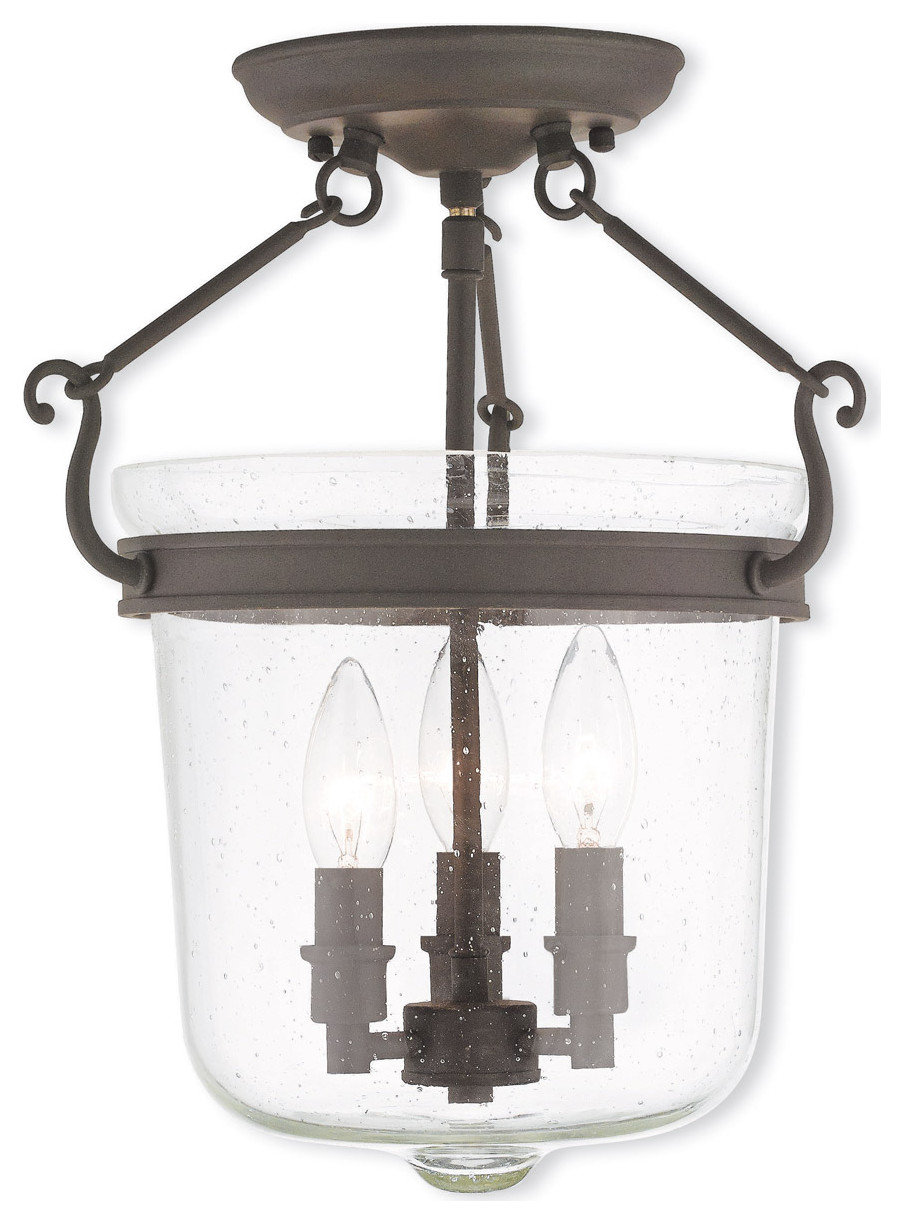 Livex 50493-07 3-Light Bronze Ceiling Mount, Bronze - Transitional ...