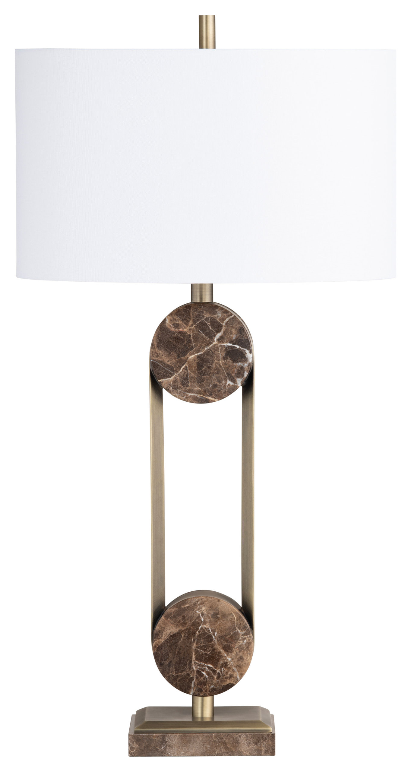 33.25"H Brown Marble Table Lamps With White Oval Shade - Transitional ...