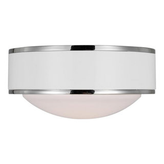 Monroe Flush Mount, 1-Light, LED, Polished Nickel, Milk White Shade, 5 ...