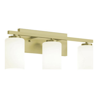 Leo 3 Light Bathroom Vanity Light, Light Antique Brass, 22 in ...